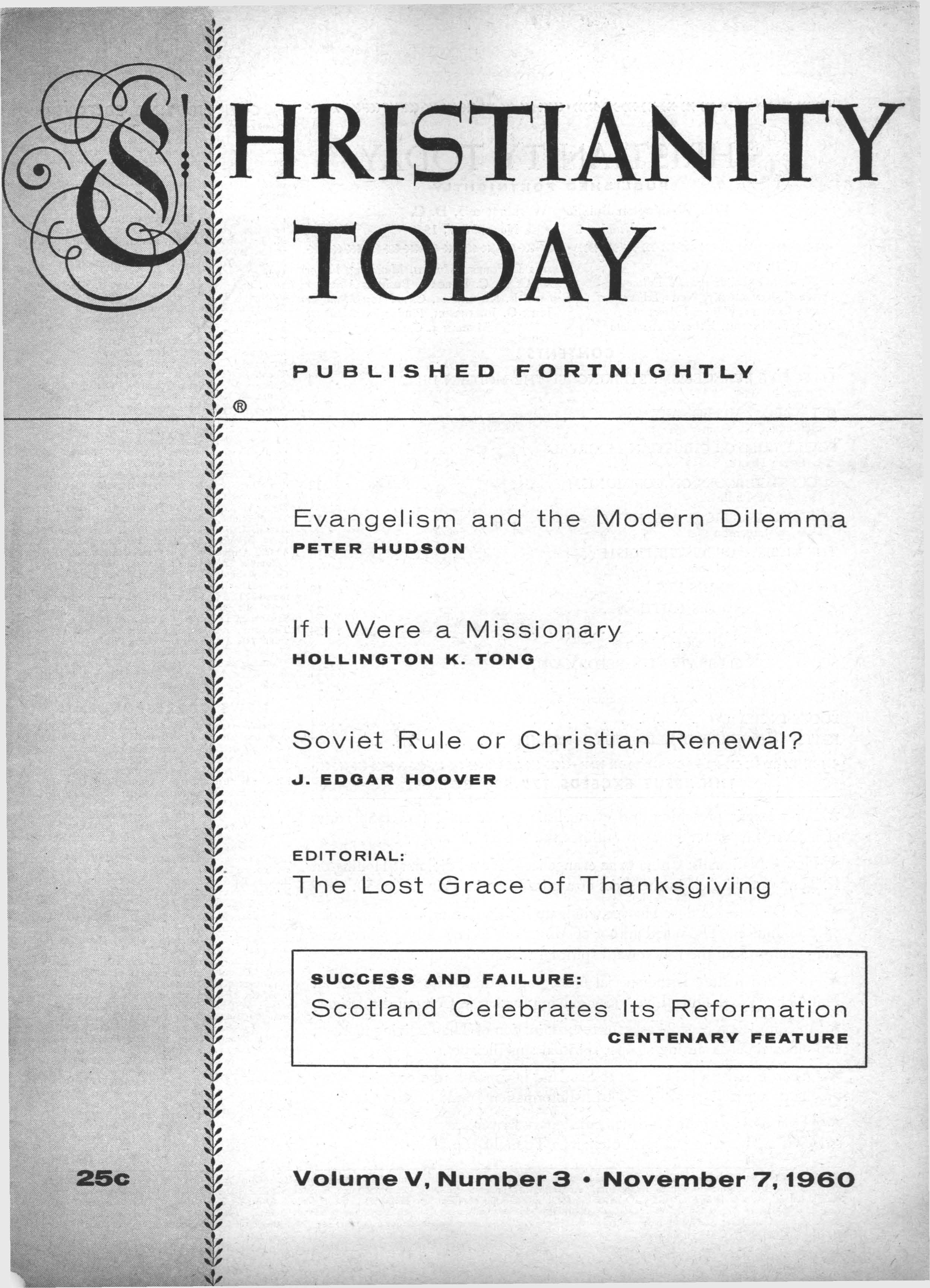 November 7, 1960 - Volume 5, Issue 3 - Christianity Today
