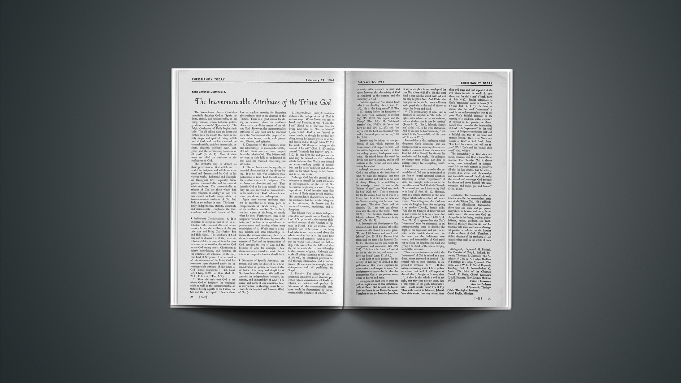 4: The Incommunicable Attributes of the Triune God - Christianity Today