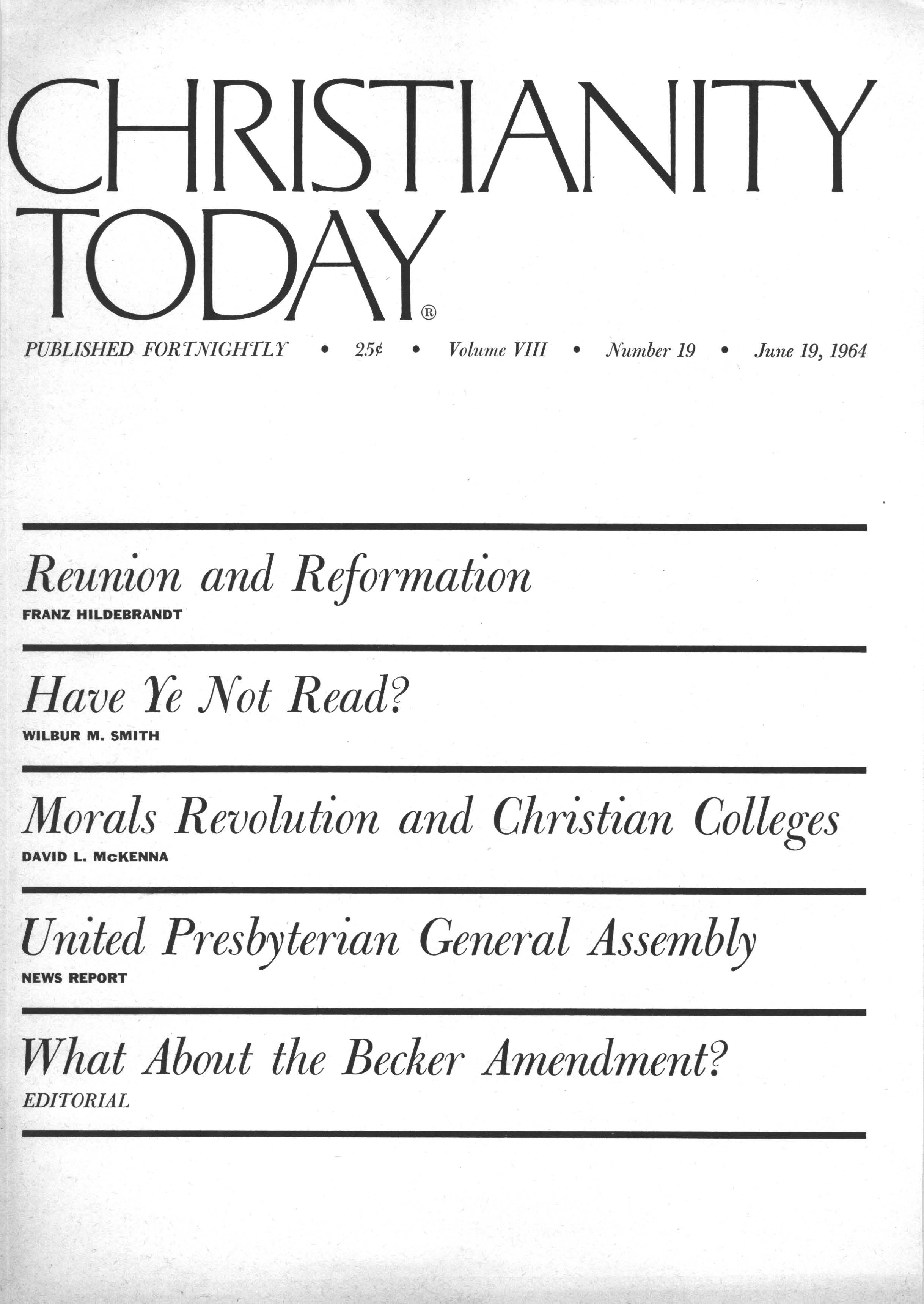 June 19, 1964 - Volume 8, Issue 19 - Christianity Today