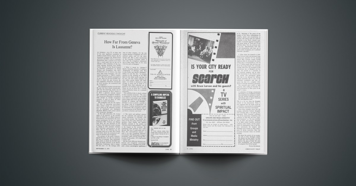 How Far from Geneva Is Lausanne? - Christianity Today