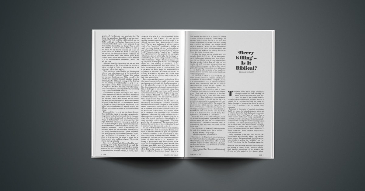 ‘Mercy Killing’—Is It Biblical? - Christianity Today