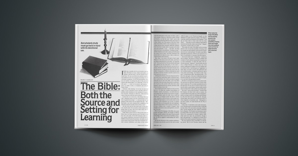 The Bible: Both the Source and Setting for Learning - Christianity Today