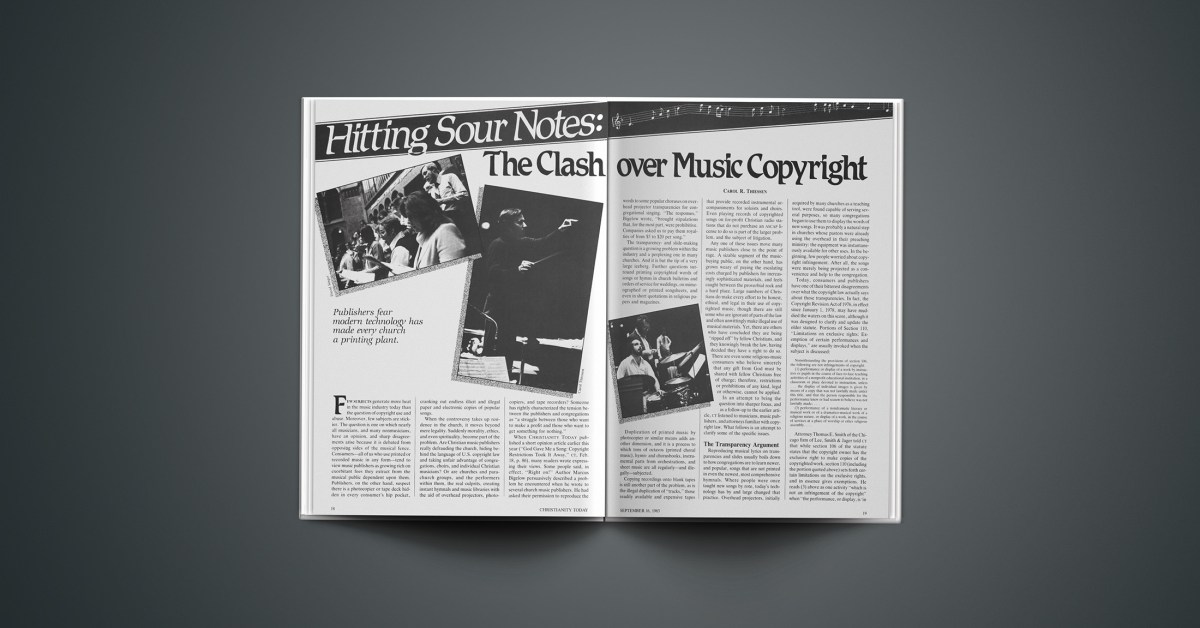 Hitting Sour Notes: The Clash over Music Copyright - Christianity Today