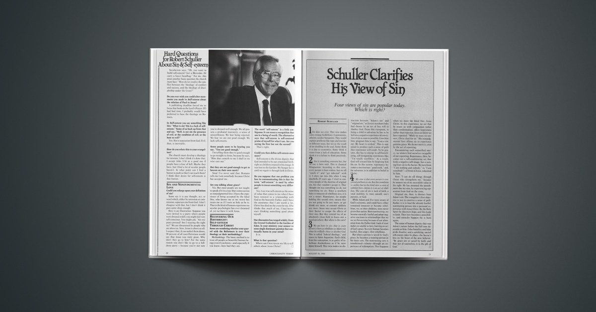 Schuller Clarifies His View of Sin: Four Views of Sin Are Popular Today ...