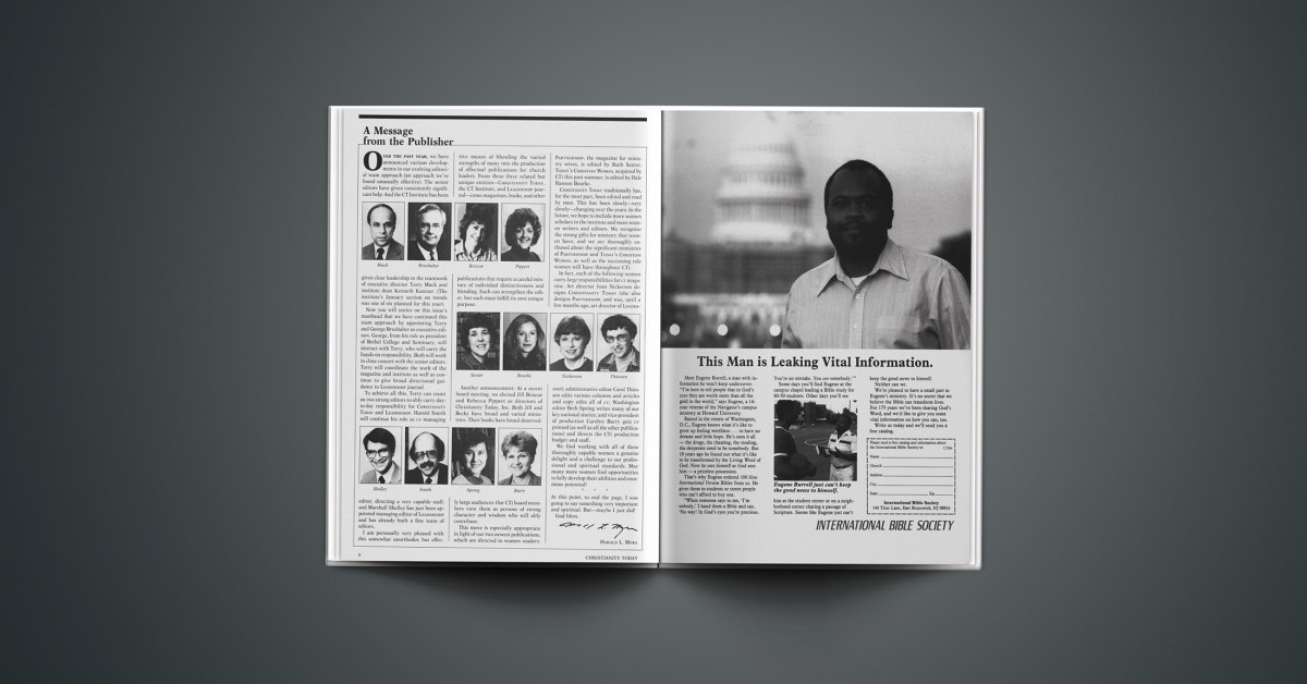 A Message from the Publisher: February 21, 1986 - Christianity Today