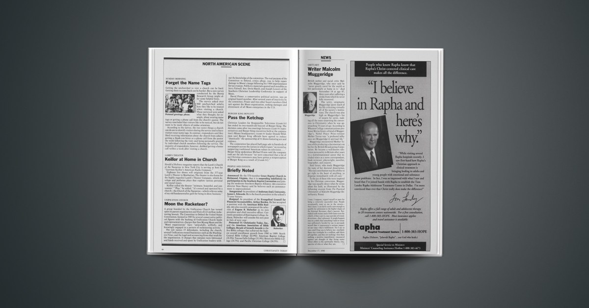 News from the North American Scene: December 17, 1990 - Christianity Today