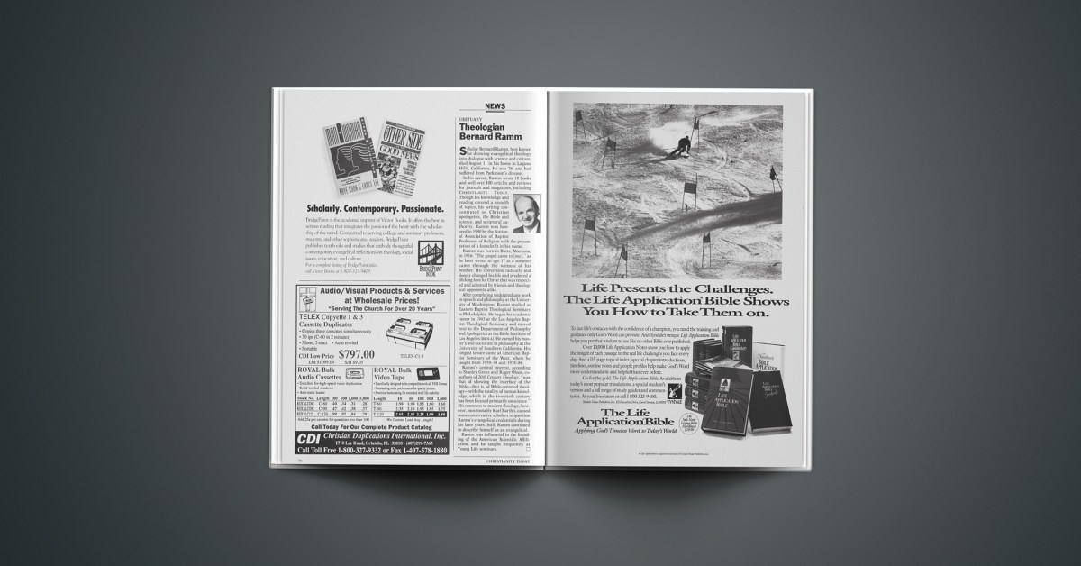 Obituary: Theologian Bernard Ramm - Christianity Today