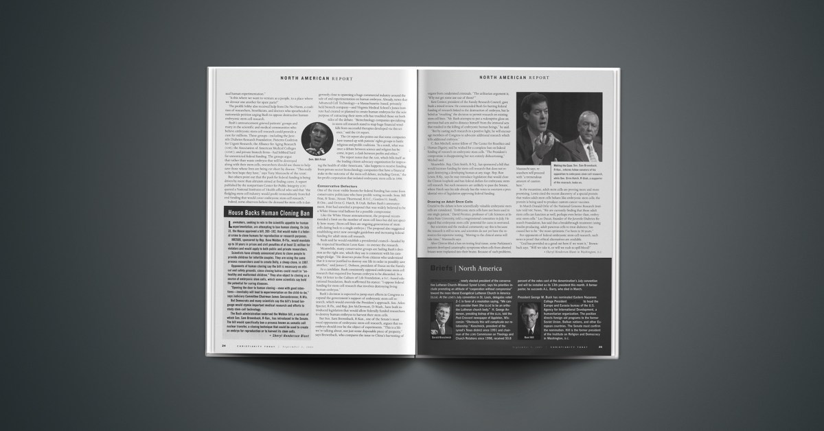 Biotech: House Backs Human Cloning Ban - Christianity Today