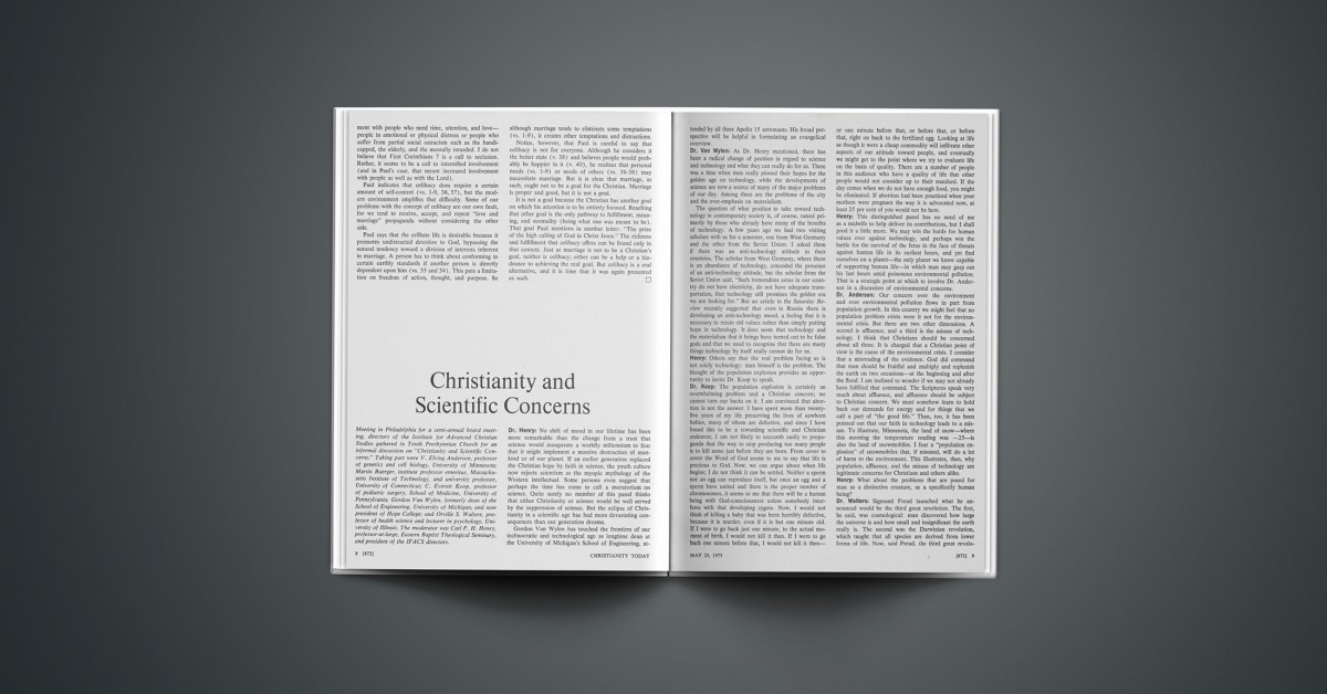 Christianity and Scientific Concerns - Christianity Today